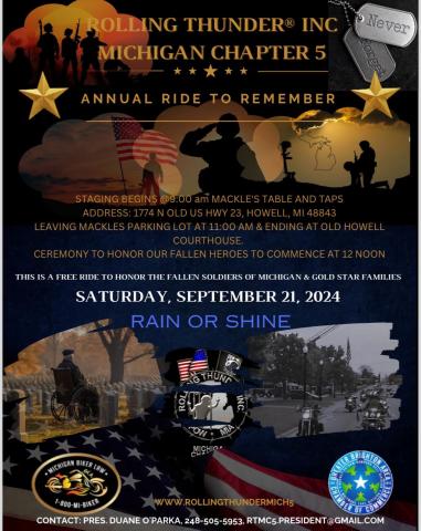 Annual Ride to Remember (Howell) | Motor City Chapter #5057 | Farmington Hills Michigan | H.O.G.